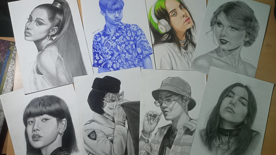 gambar wajah realis A4