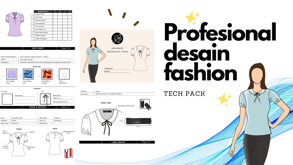 Professional Tech Pack Fashion Desain Drawing