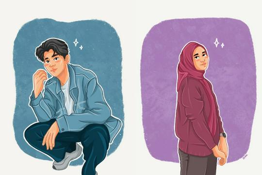 Illustrasi gambar cartoon portrait