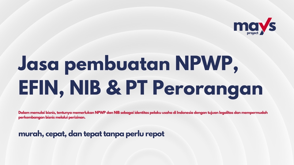 Jasa pembuatan NPWP, EFIN, NIB & PT Perorangan