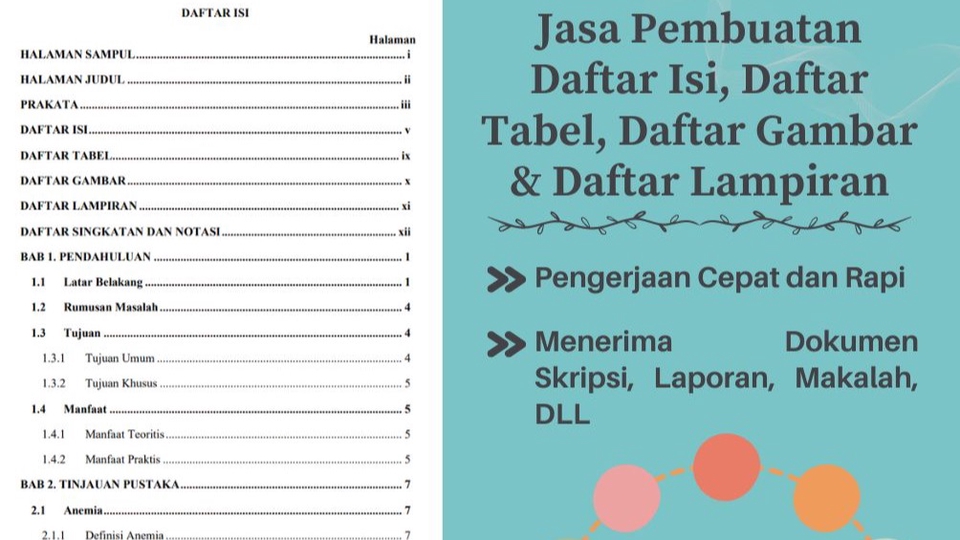 Jasa Pembuatan Daftar Isi/Daftar Gambar/Daftar Tabel/Daftar Lampiran