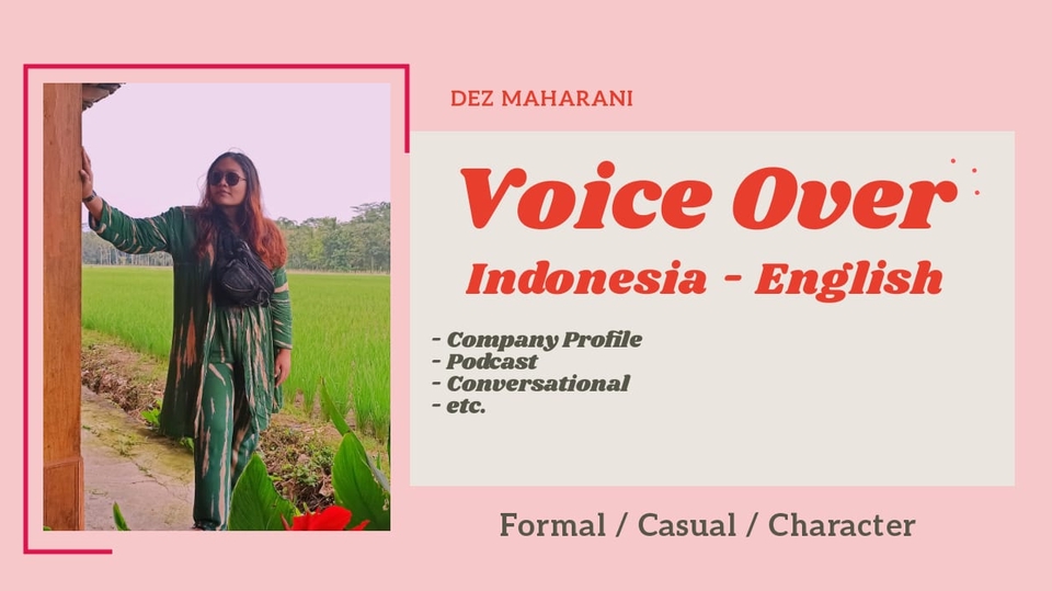 Voice Over Female/Wanita Professional Indonesia & English