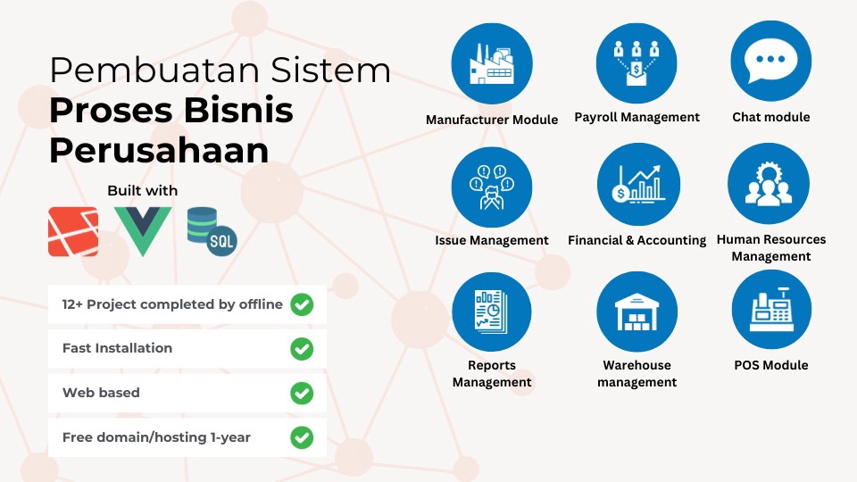 Jasa pembuatan sistem proses bisnis perusahaan (Semi-ERP)