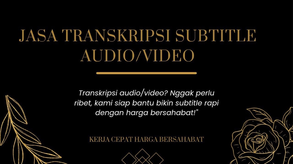 Transkripsi teks untuk audio/video (subtitle, podcast, dll)