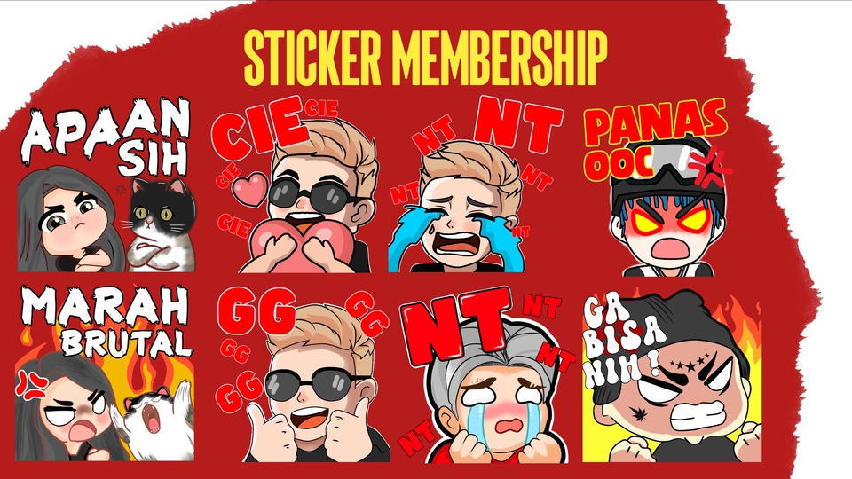 Sticker karakter, sticker membership youtube dan lain lain