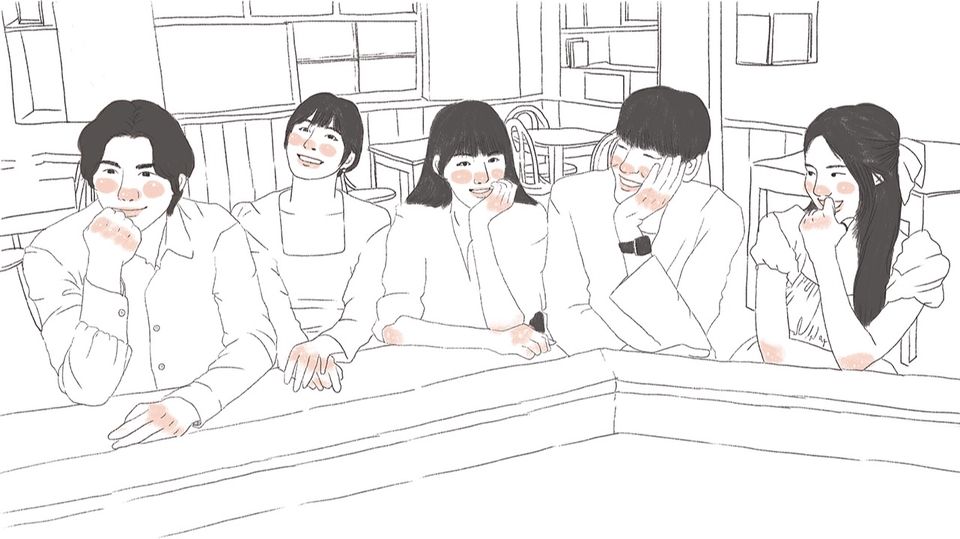ilustrasi line art cute dan minimalis