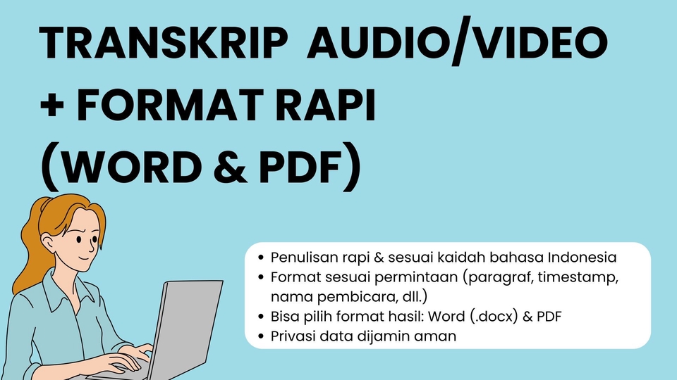 Transkrip Audio/Video + Format Rapi (Word & PDF)