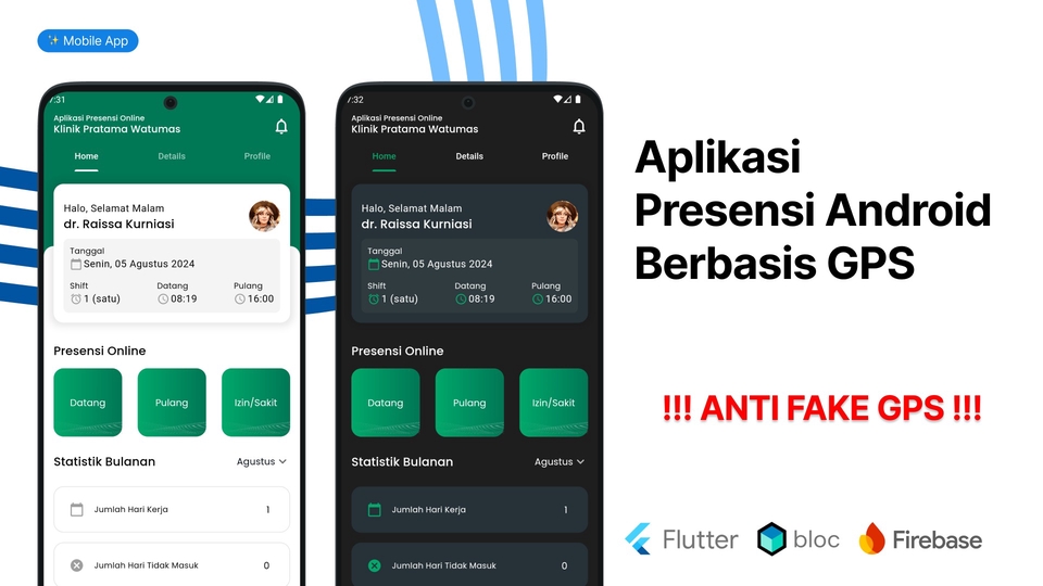 Aplikasi Presensi Android dengan Pendeteksi Fake GPS, Notifikasi, dan Integrasi Backend Laravel