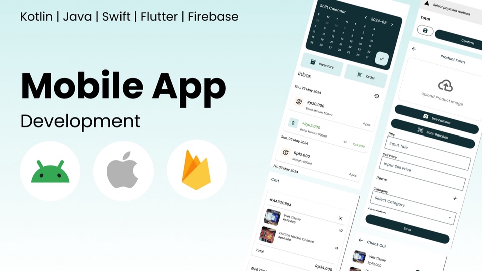 Jasa Pembuatan Aplikasi Mobile (Android, IOS) dengan Kotlin, Swift, atau Flutter