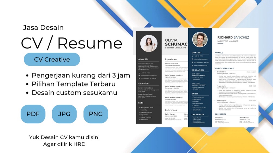 Desain CV / Resume modern professional dan cepat