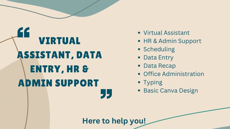 Admin Support, Virtual Assistant, Data Entry, Typing Work, HR Support
