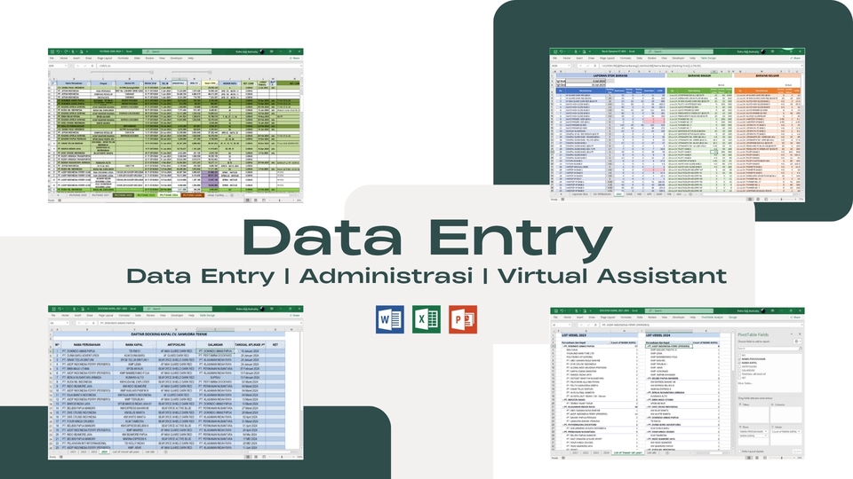 Data Entry, Pengetikan, Copy Paste Data, Virtual Assistant, Administrasi, Excel/Word/Powerpoint