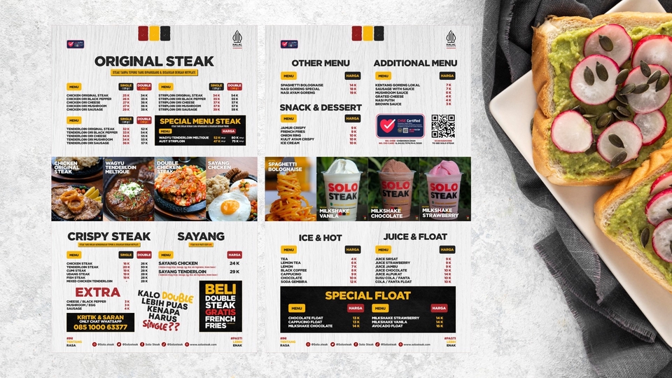 Desain Menu Makanan Kekinian, Harga Terjangkau