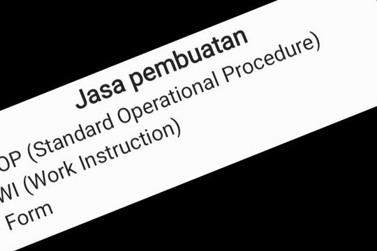 Jasa pembuatan SOP (Standard Operational Procedure), WI (Work ...