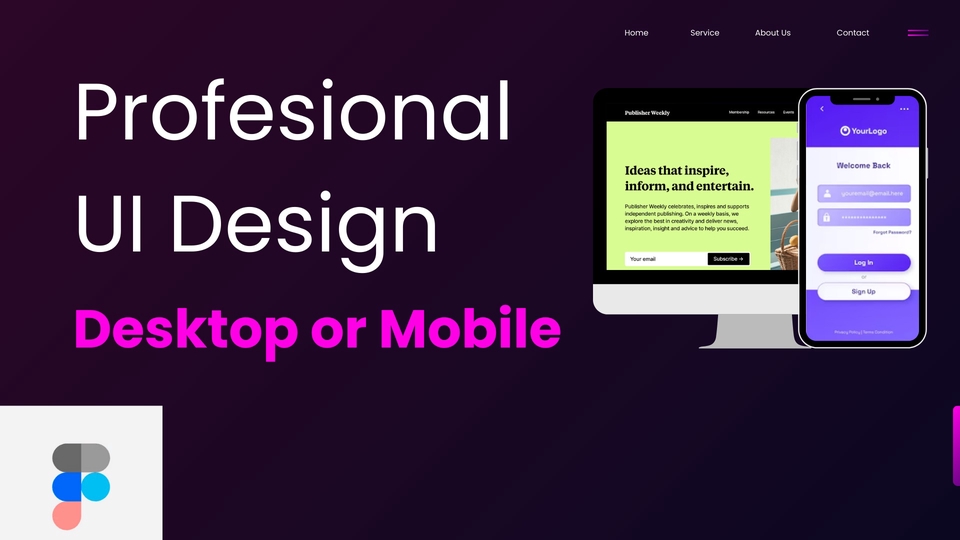 Profesional UI Desain Desktop & Mobile in Figma.