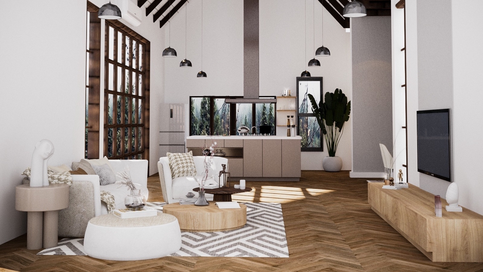 render 3D perspective Interior design