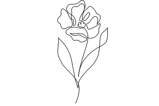 Line art terus menerus bunga indah