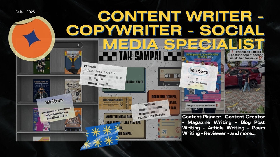 Content Writer, Copywriter, Social Media Specialist