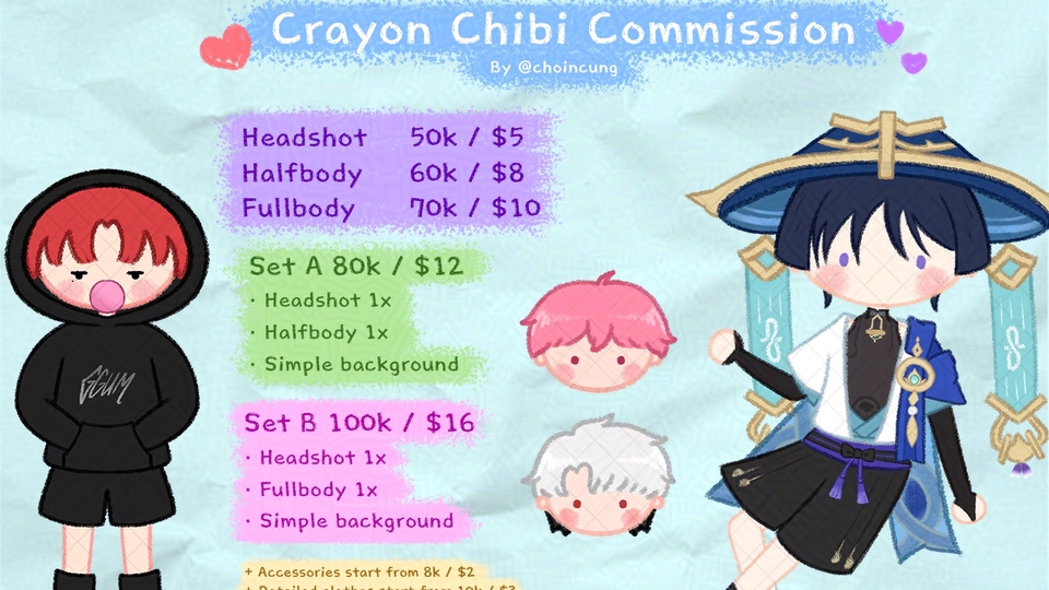 Gambar ilustrasi karakter chibi crayon bentuk cimol lucu