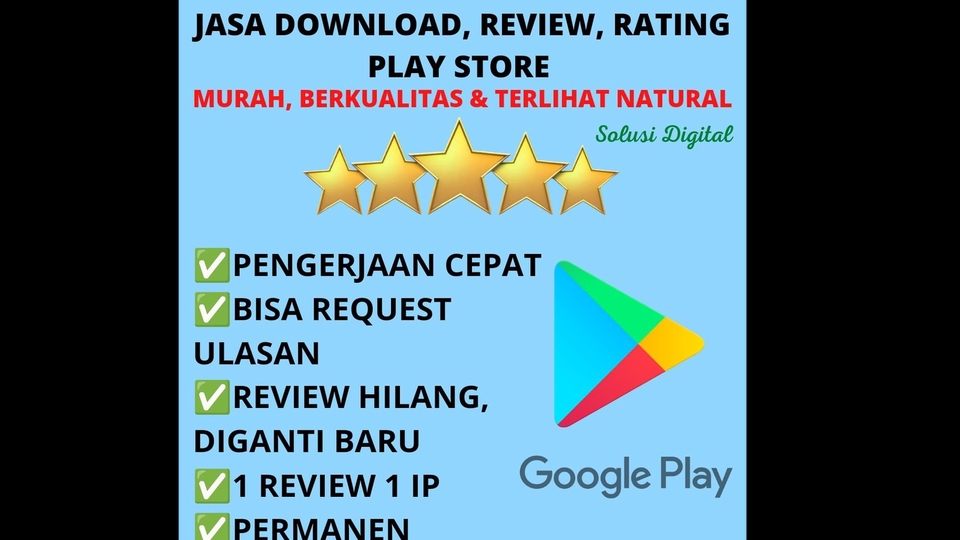 Jasa Review & Download Aplikasi Android Google playstore Murah (100% Asli)