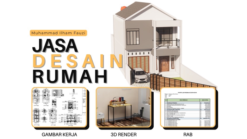 Jasa Gambar Rumah Tinggal (Gambar Kerja - RAB - 3D Design)