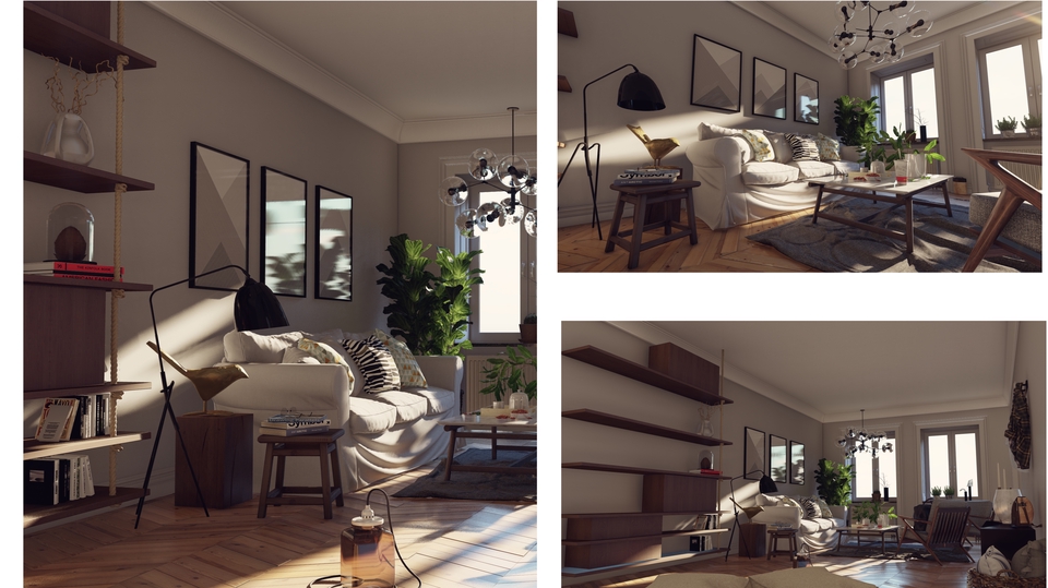 DESAIN INTERIOR (3D, RENDER, GAMBAR KERJA)