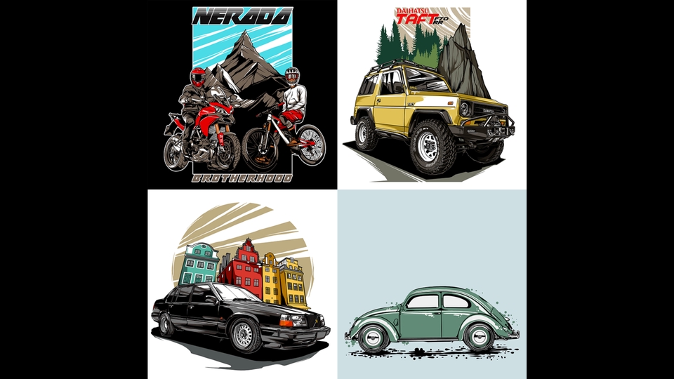 DESAIN ILUSTRASI MOTOR DAN MOBIL