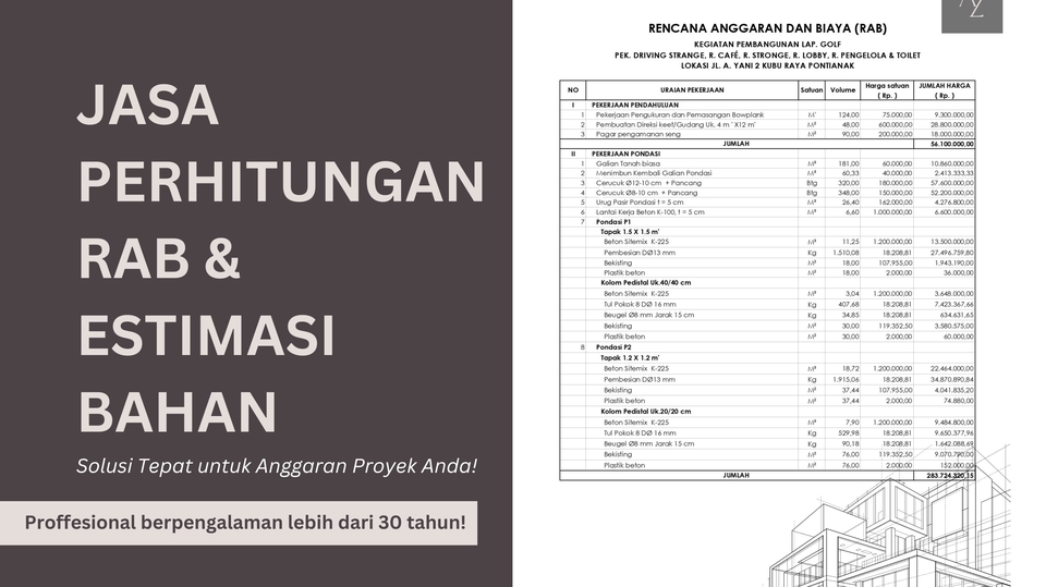 Jasa Hitung RAB | PERENCANAAN ANGGARAN | RINCIAN BAHAN