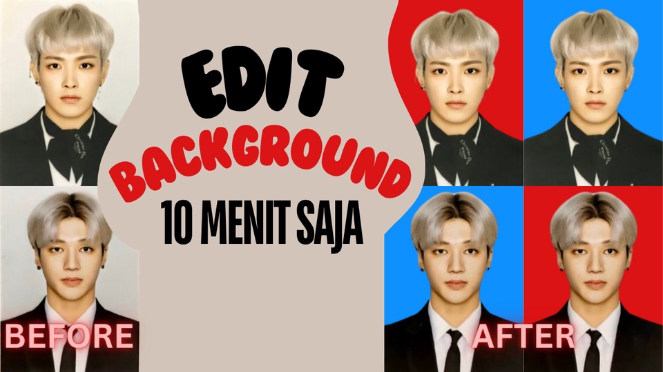 EDIT CEPAT !!! BACKGROUND PAS FOTO 3X4 (BIRU & MERAH)