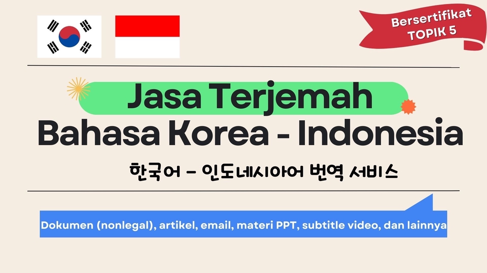JASA TRANSLATE KOREA-INDONESIA | Dokumen/Artikel, PPT, Caption Sosmed, Subtitle Video