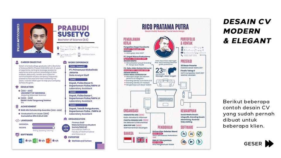 DESAIN CV MODERN & ELEGANT (1 Hari Jadi)