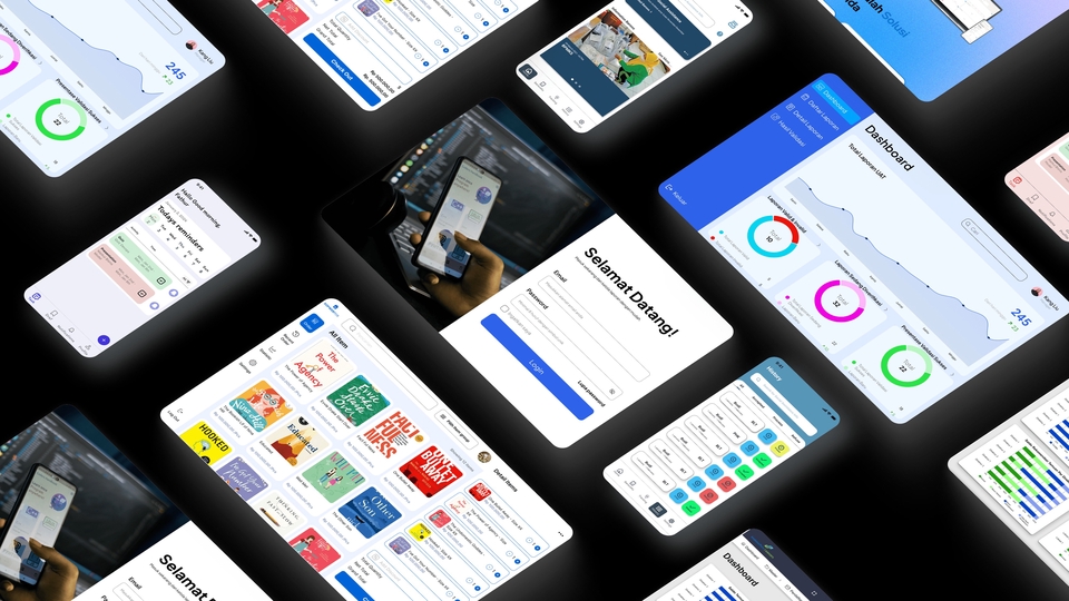 Pembuatan UI/UX desain dan grafik desainer dengan gaya minimalis dan simple