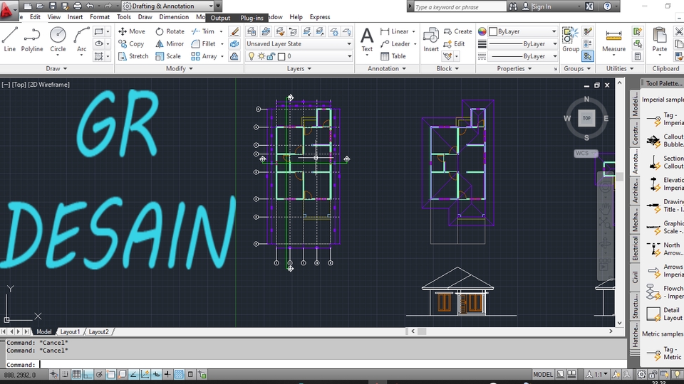 Autocad Drawing,desain rumah,izin IMB.