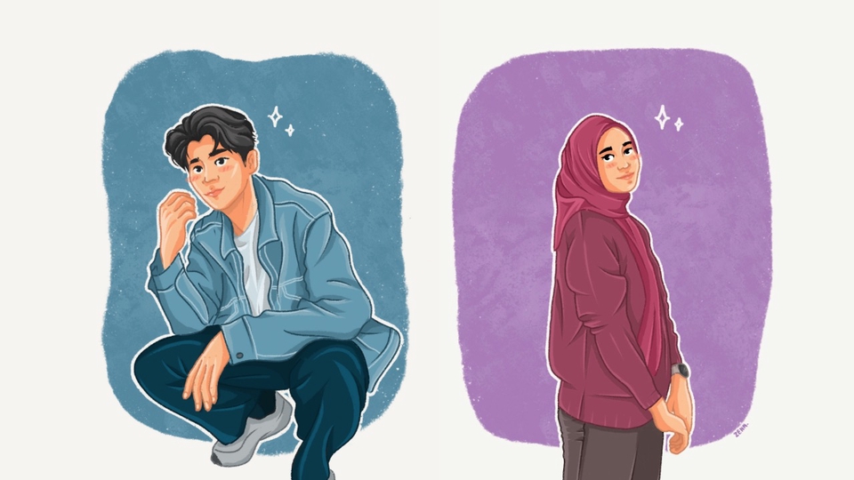 Illustrasi gambar cartoon portrait