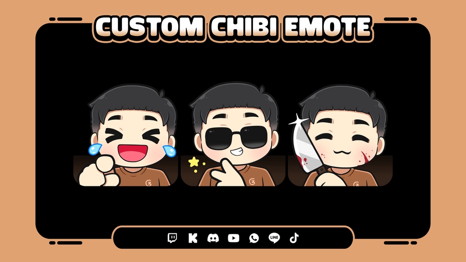 Custom Stiker / Emote Chibi Lucu untuk Line, WA, Twitch, Youtube, Discord
