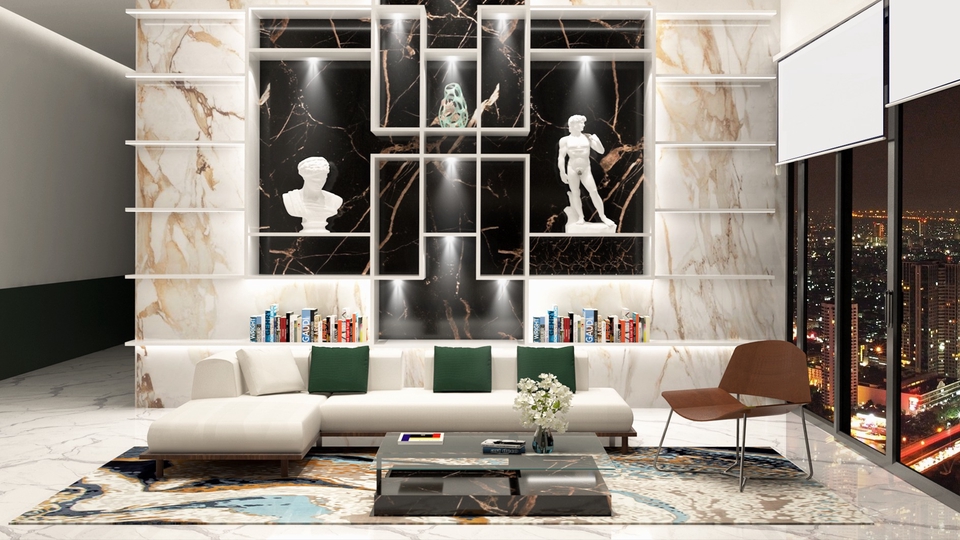3d perspective condominium double volume space