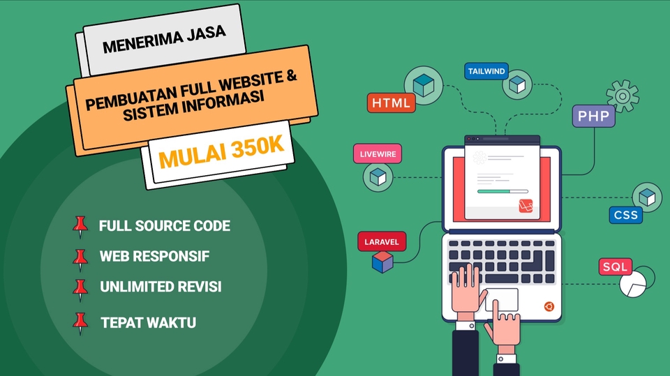 Jasa Pembuatan Full Website & Sistem Informasi (Laravel, Vue & React)