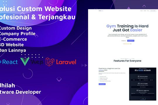 Solusi Website Custom Murah dan Berkualitas: React JS, Next JS, Vue JS, Web3 & Laravel