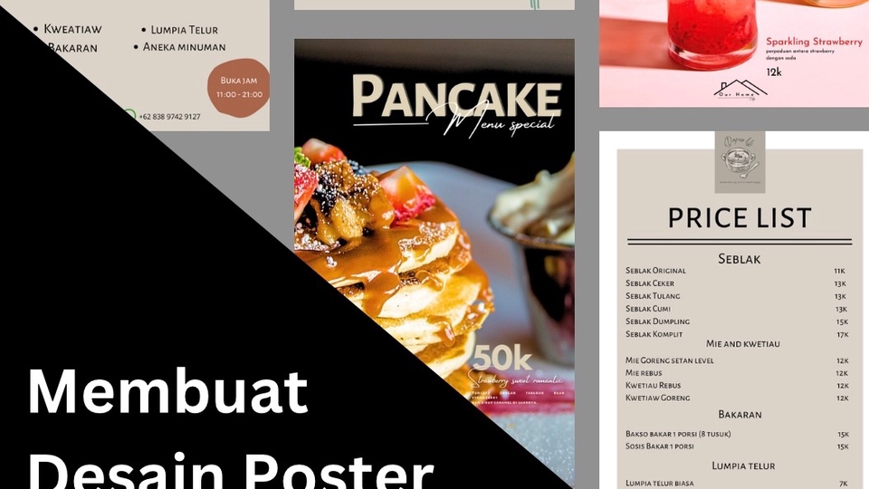 Desain (poster) makanan, minuman, barang (menggunakan Canva)