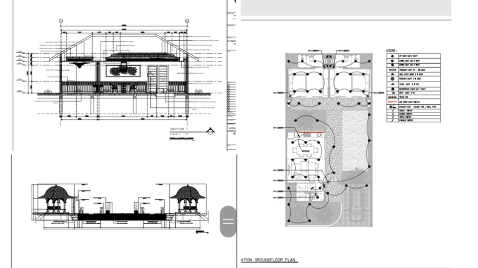 Gambar kerja arstitektur, interior, landscape (cad drawing)