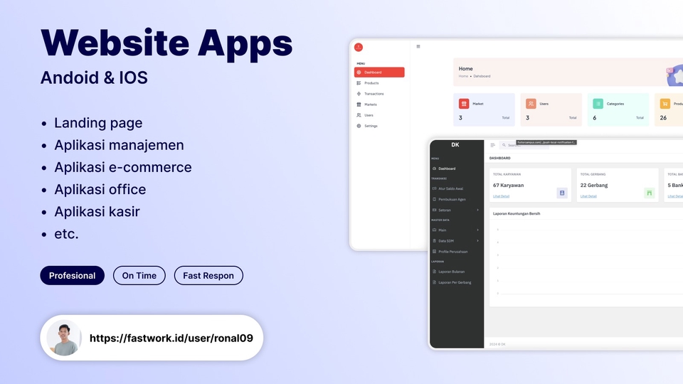 Pembuatan Website & Wordpress - Full Custom (Laravel, React, Next, Express, Livewire, Wordpress)