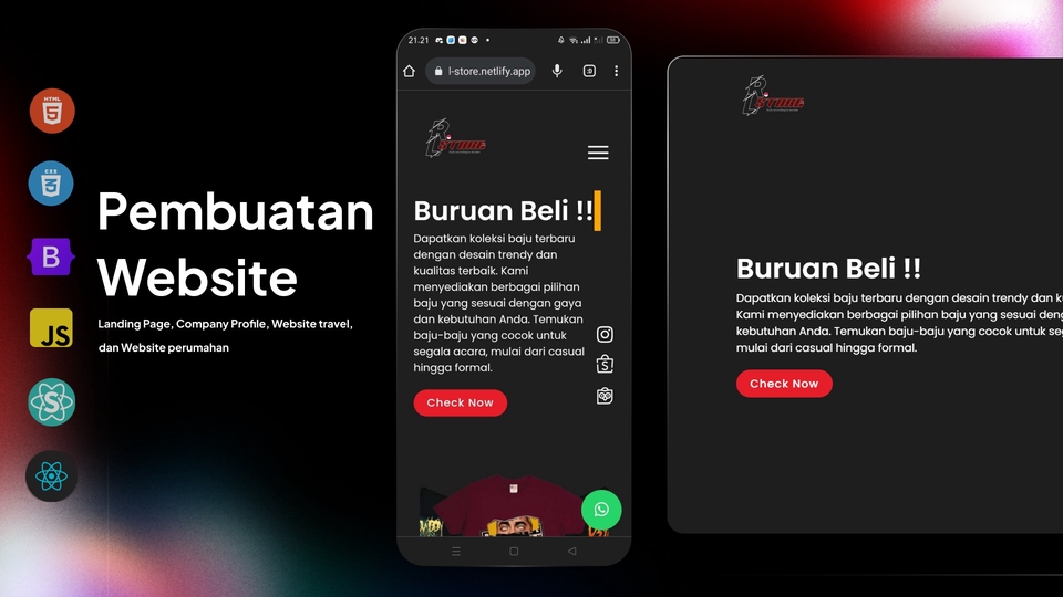 Jasa Pembuatan Website Company Profile, Landing Page menggunakan HTML, CSS, JS, BOOTSTRAP dan React