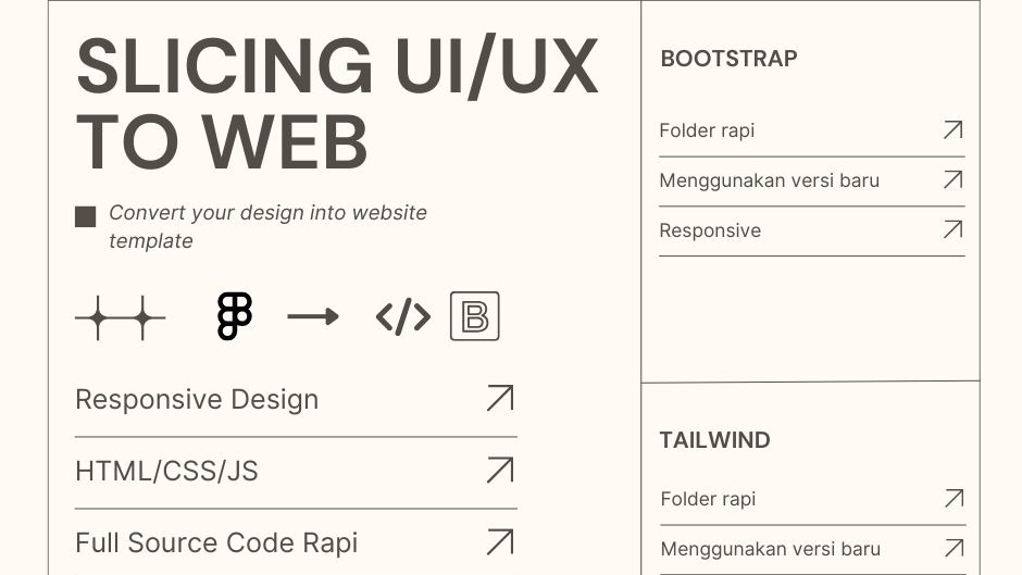 Desain Website / Convert Figma menjadi website / Slicing HTML CSS JS/ Bootstrap / Tailwind/
