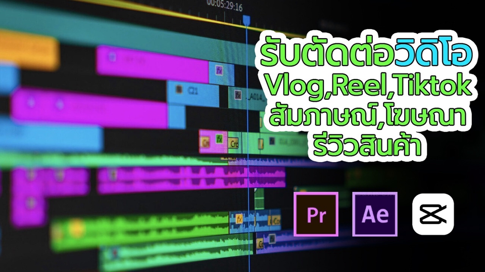 ตัดต่อวิดีโอ สัมภาษณ์ / Tiktok / IG Reels / Vlog / โฆษณา