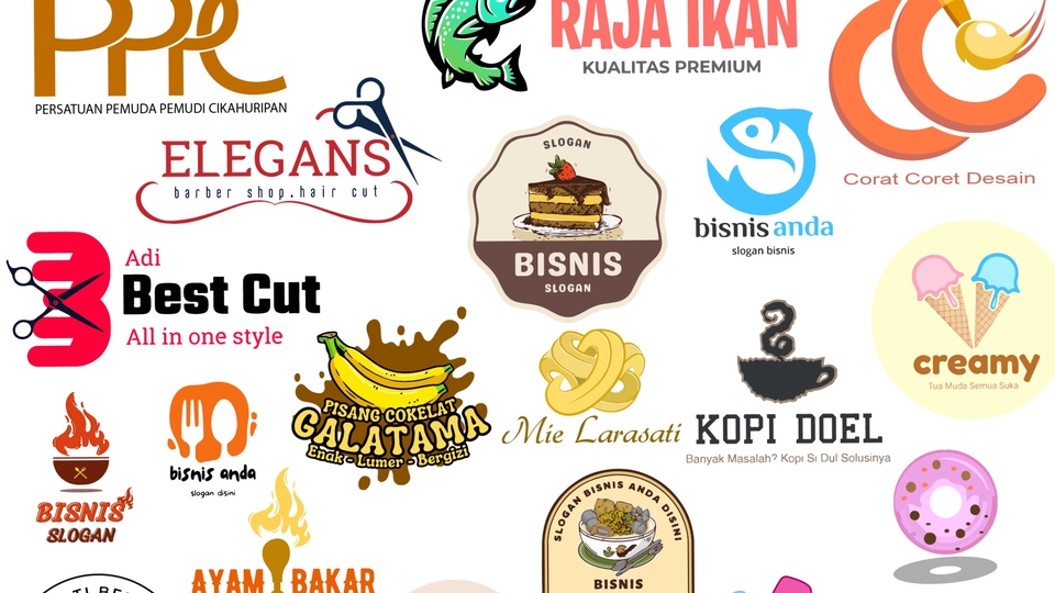 DESAIN LOGO UNTUK BERBAGAI BISNIS 1 HARI JADI