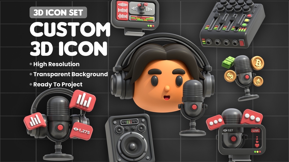 Custom 3D Icon untuk tampilan Website/App/Presentasi/Media Sosial