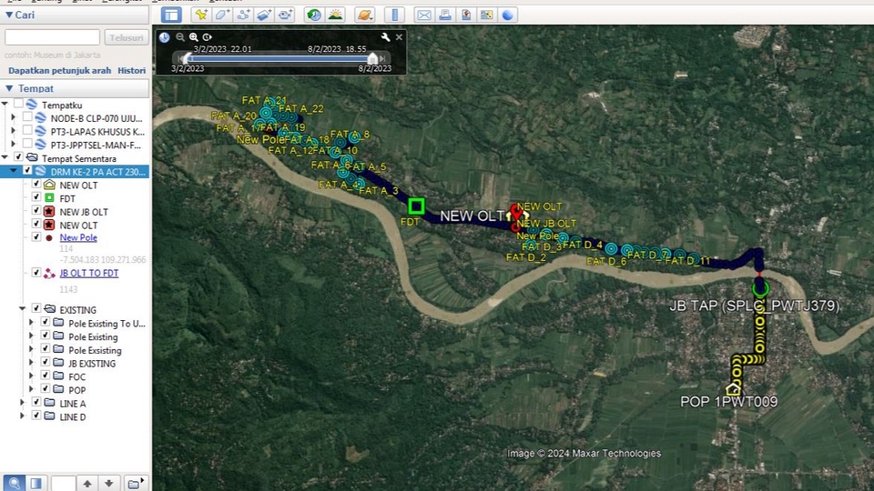 Jasa Penyusunan Peta Google Earth dar gpx ke KML, KMZ, GDB