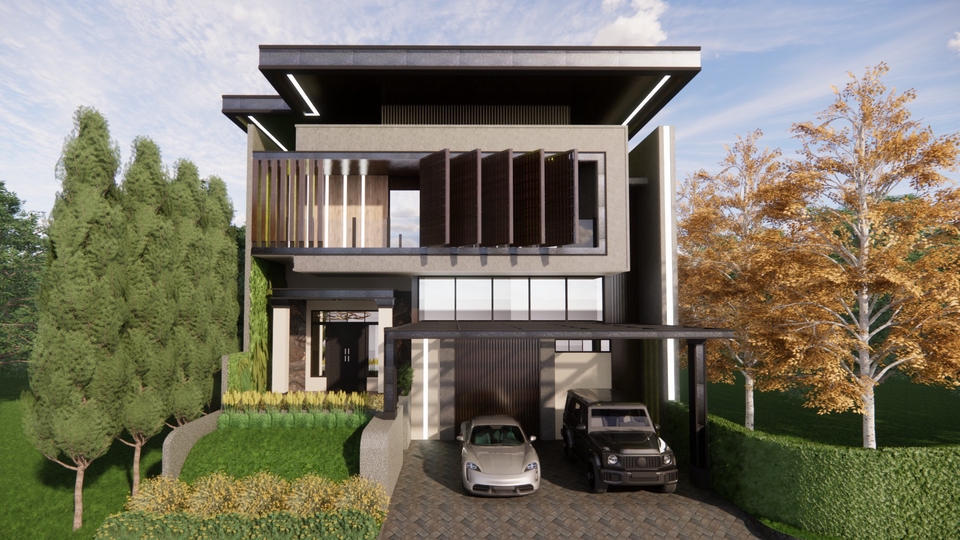 Desain 3D Perumahan Minimalis/Modern – SketchUp & Rendering