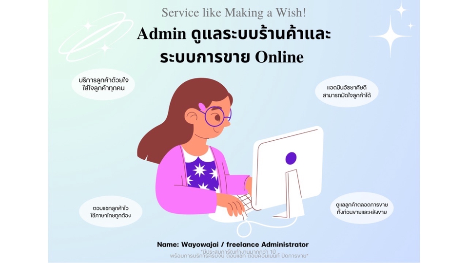 Admin ดูแลระบบการขาย ปิดการขายและตอบลูกค้า