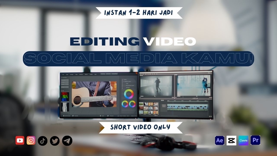 Instan 1-2 Hari Jadi! Editing Video Pendek Shorts/Reels/Tiktok